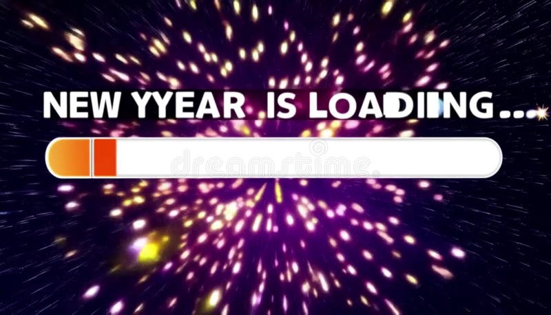 New Year Loading Progress Bar with Twinkling Stars and Fireworks ...