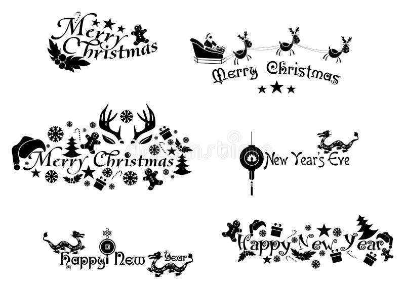 New year logos black stock vector. Illustration of card - 79309509