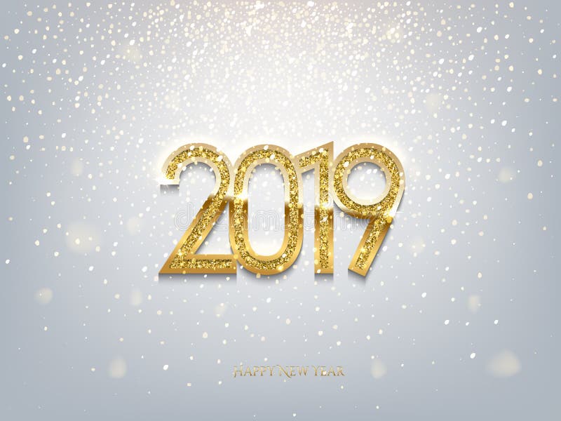 2019 New Year Luxury Template. Vector Golden 2019 New Year Sparkling ...