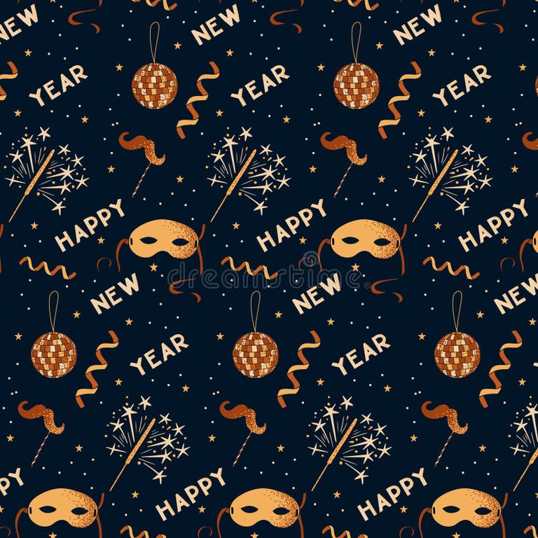 New Year Masquerade Minimalistic Seamless Pattern Stock Vector ...