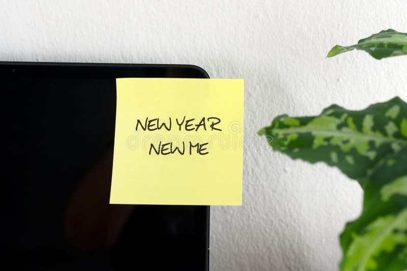 New Year New Me Text on Yellow Sticky Note Stock Image - Image of self ...