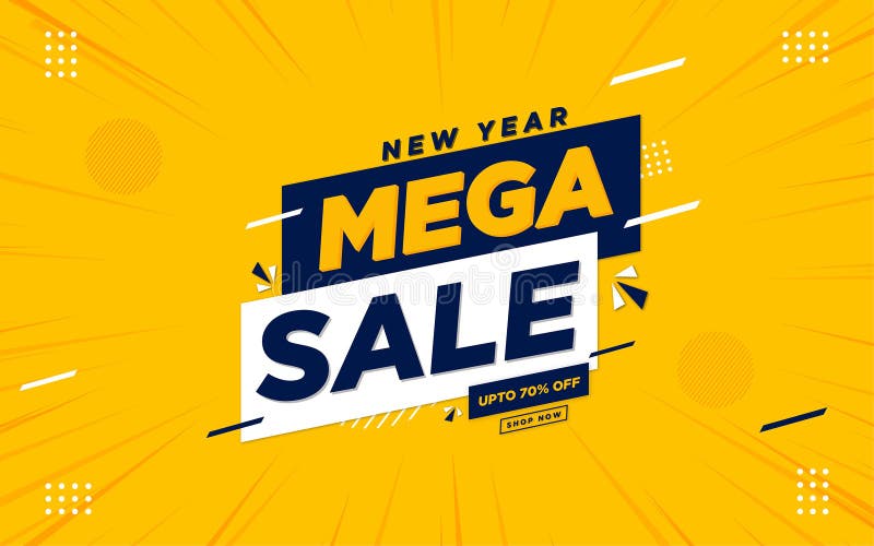 New Year Mega Sale Poster, Sale Banner Design Template with 3d Editable ...