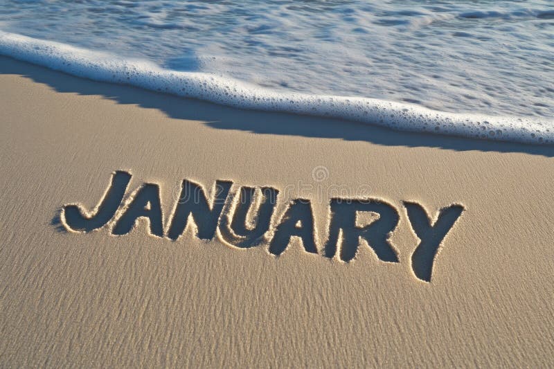 New Year Message on the Beach Stock Illustration - Illustration of ...