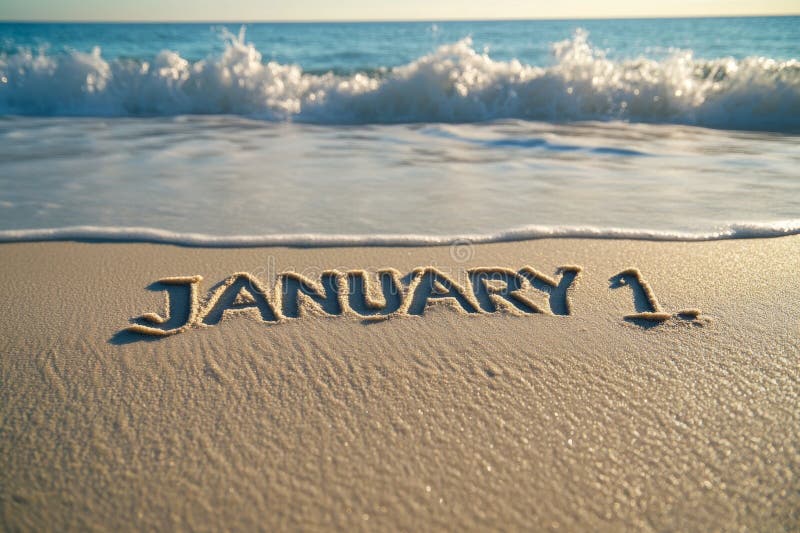 New Year Message on the Beach Stock Illustration - Illustration of ...