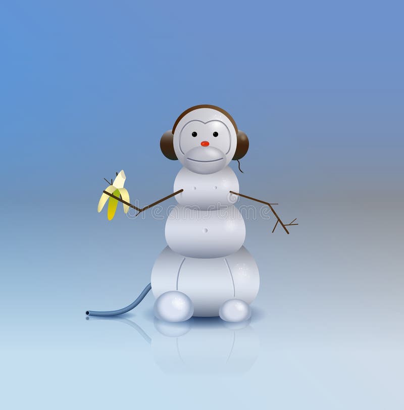Monkey and snowman stock vector. Illustration of scarf - 60015223
