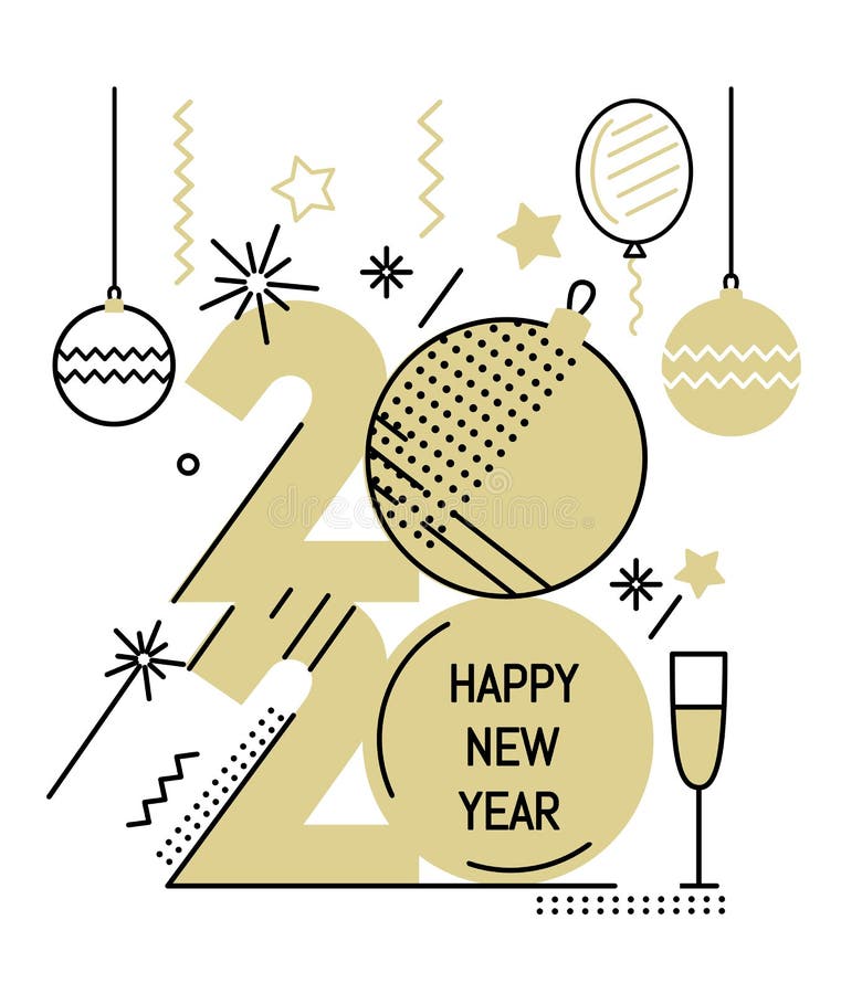 New Year Gold 2020 Number Design Stock Vector - Illustration of design ...