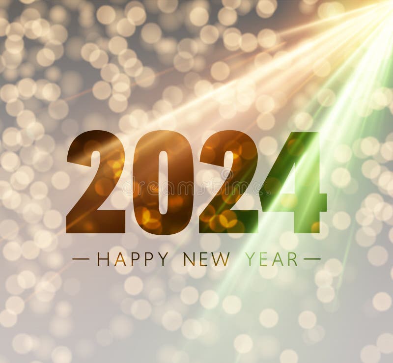 New Year 2024 Numbers on Bright Golden Textured Background with Light ...