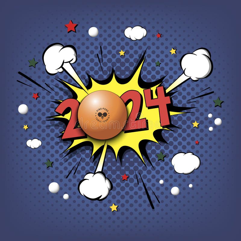 Happy New Year 2024 and Ping-pong Ball Stock Vector - Illustration of ...
