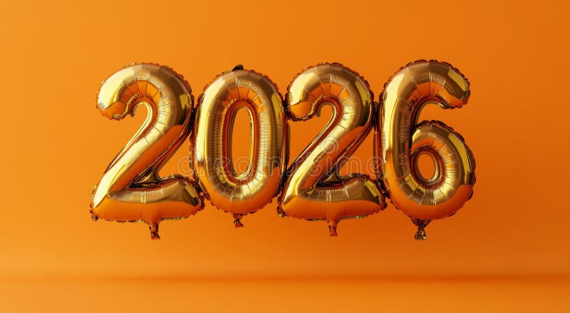 New Year 2026 Numbers Represented by Golden Balloons Stock Image ...
