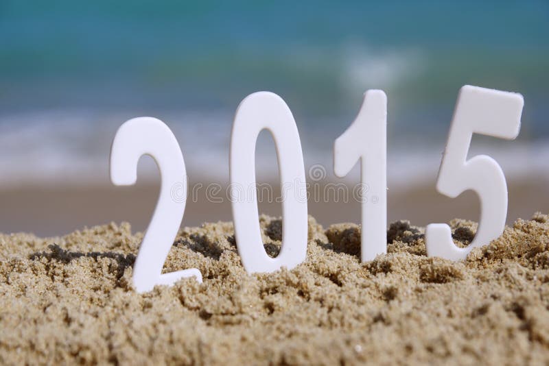 2015 New Year Numbers on the Sea Beach Stock Photo - Image of numbers ...