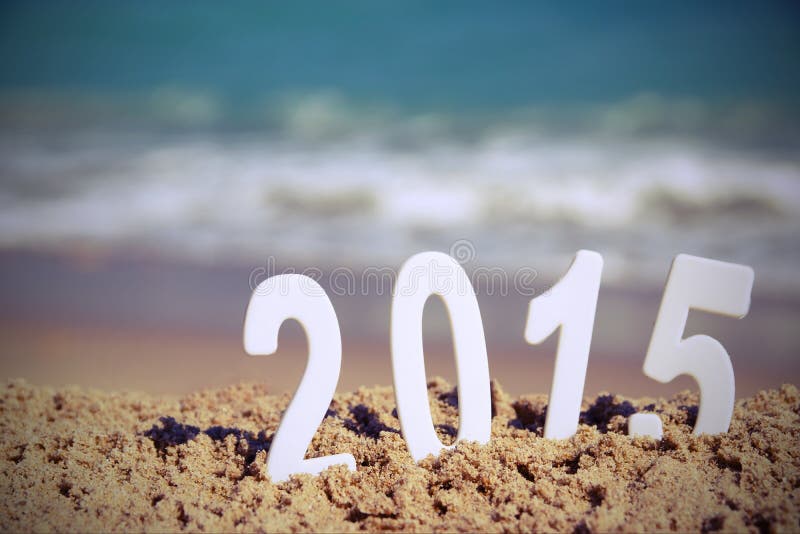 2015 New Year Numbers on the Sea Beach Stock Image - Image of ...