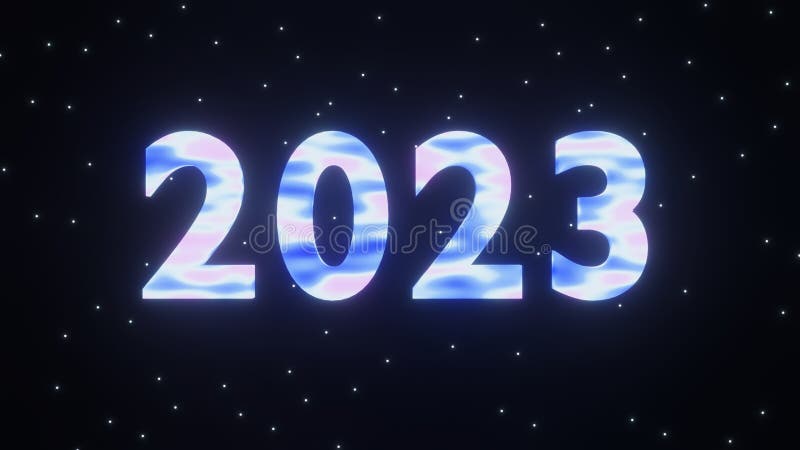 2023 New Year Numbers, 3d Render with Neon Lighting Stock Illustration ...