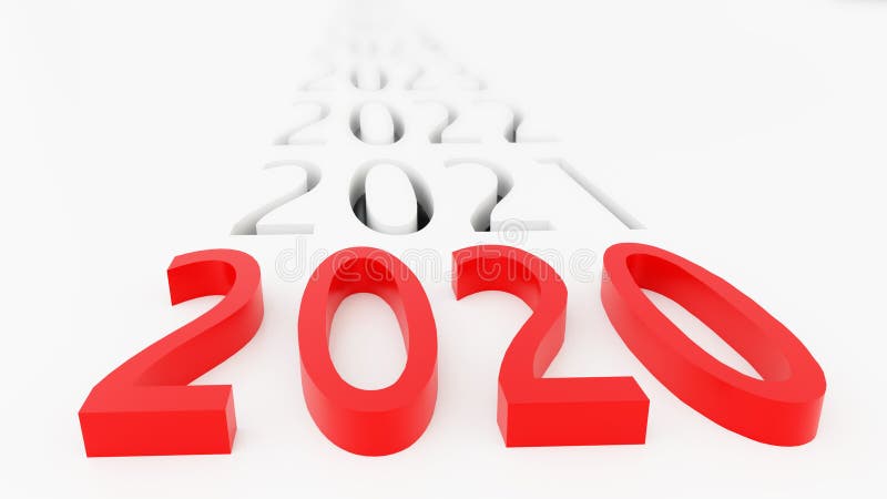 2020 20 Numbers of Years in the Future Red and White - 3d Rendering ...