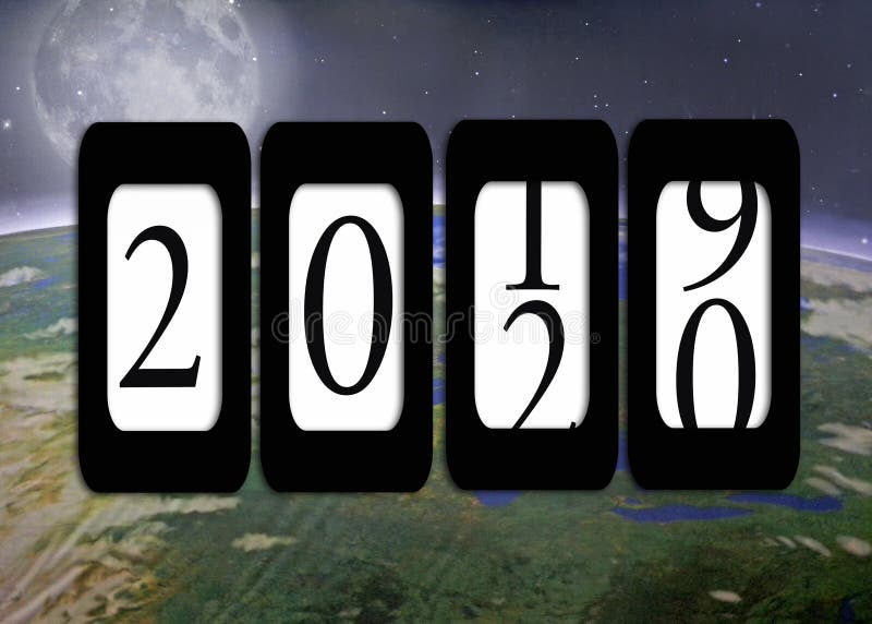 New Year 2020 Odometer on Planet Earth Stock Illustration ...