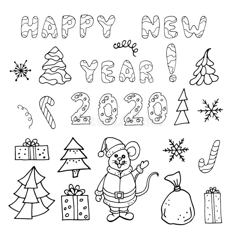 New year outline stock vector. Illustration of symbol - 153828157