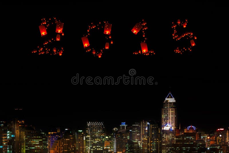2015 New Year Over City at Night. Stock Image - Image of pyrotechnics ...