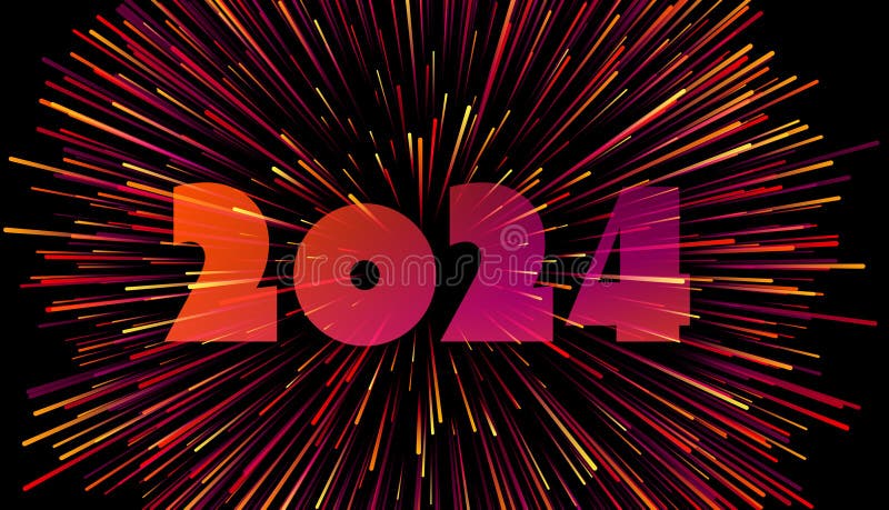 New Year 2024 Paper Numbers for Calendar on Colorful Background Made of ...