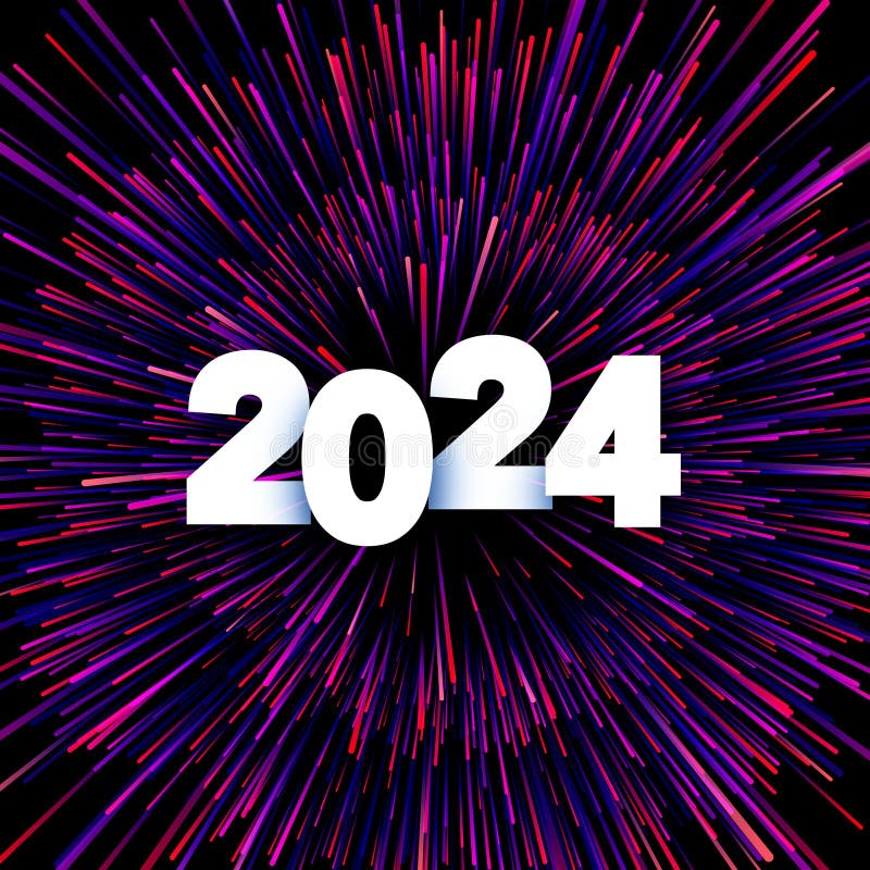 New Year 2024 Paper Numbers for Calendar on Colorful Background Made of ...
