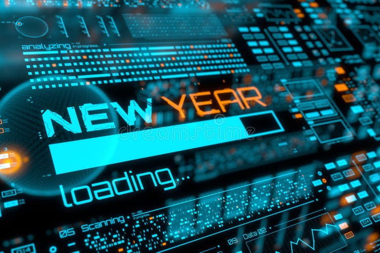 New Year Progress Bar on Digital Lcd Display with Reflection. Stock ...