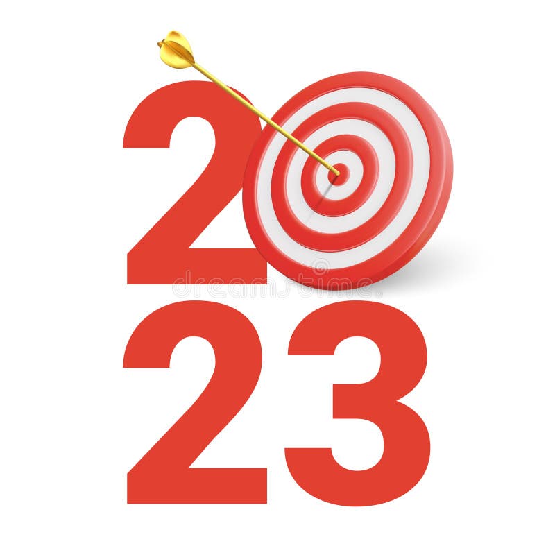 New Year Realistic Target and Goals with Symbol of 2023 from Red Target ...