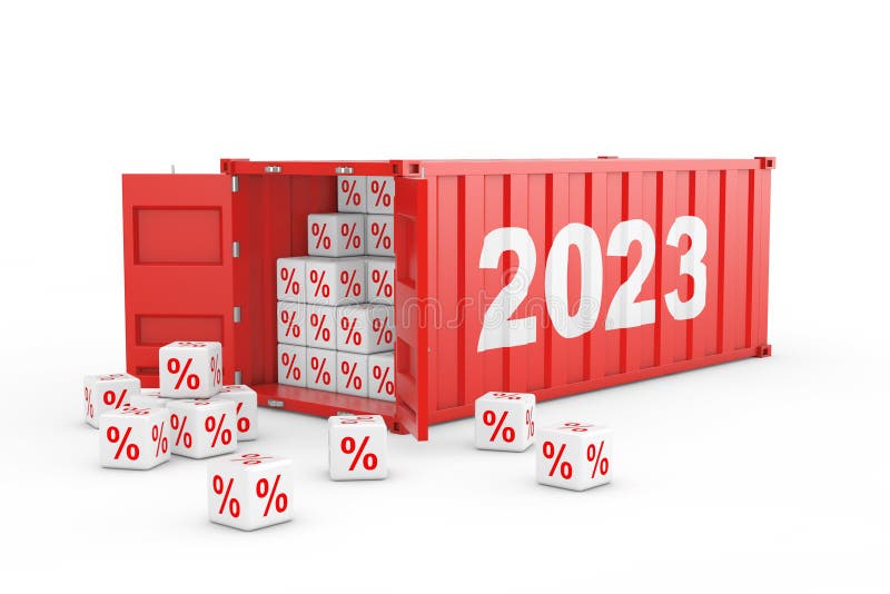 2023 New Year Red Cargo Shipping Container with Discount Percent Cubes ...