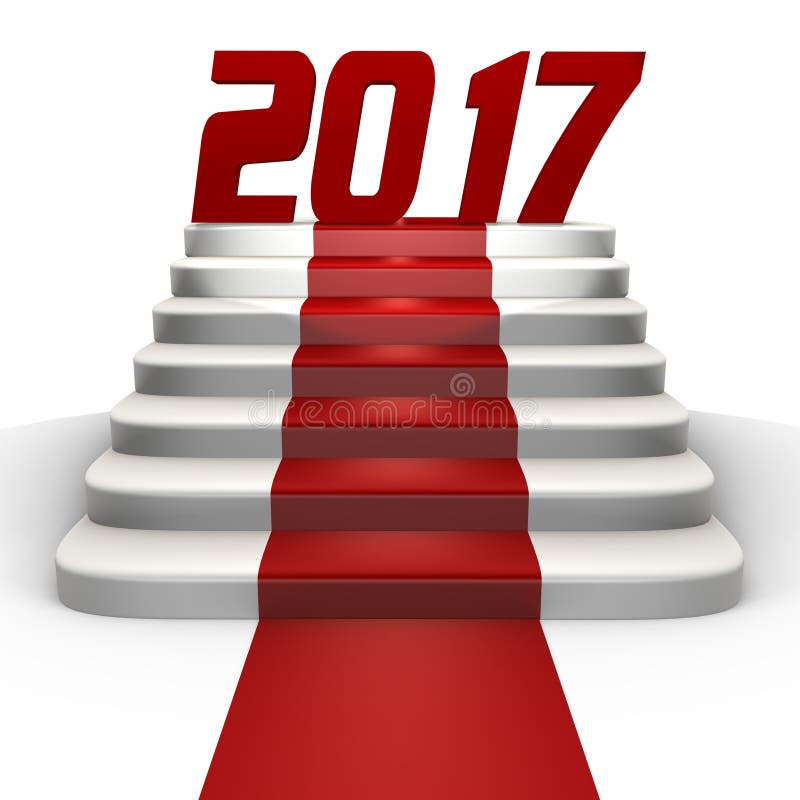 New Year 2017 on a Red Carpet - a 3d Image Stock Illustration ...