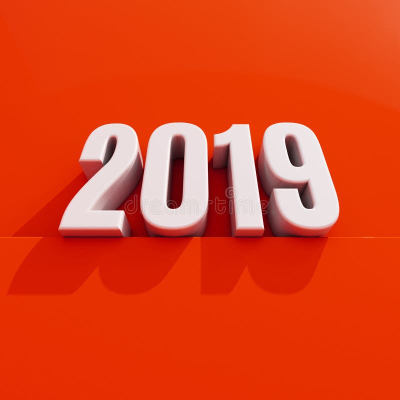 New Year Red 2019 Creative Design Concept 3D Rendered Image Stock ...