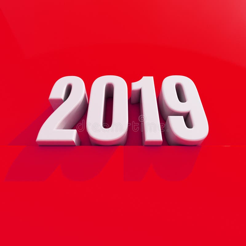 New Year Red 2019 Creative Design Concept 3D Rendered Image Stock ...