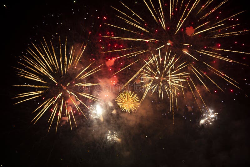 New year red fireworks stock image. Image of year, christmas - 263354431