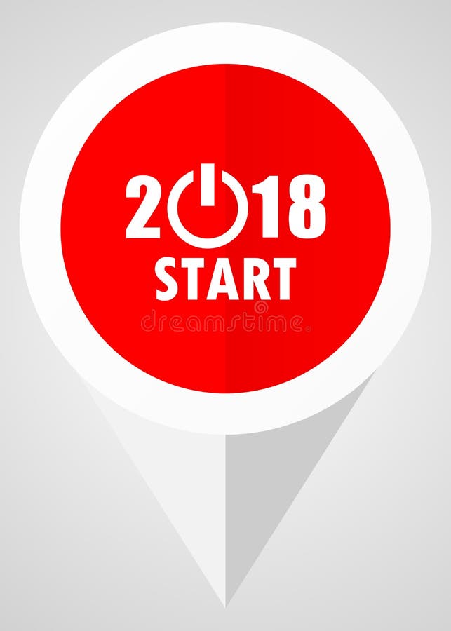 New Year 2018 Red Flat Design Pointer Icon in Eps 10 Stock Illustration ...