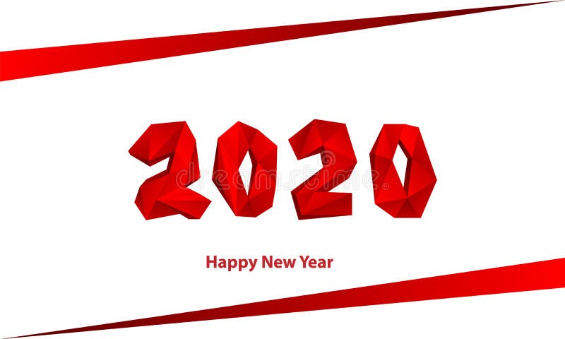 New Year Red Low Poly 2020 Text Design. Polygonal Vector 2020 Numbers ...