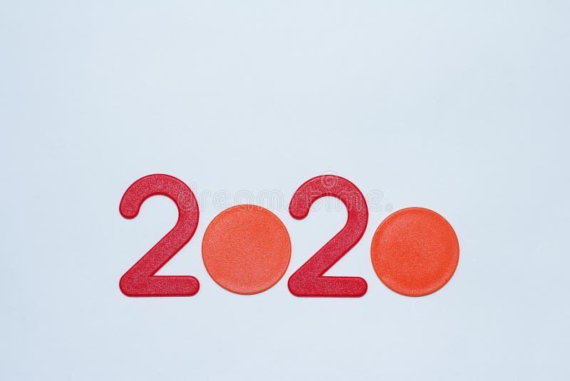 New Year 2020. Red Numbers Two and Orange Circles, Minimalism Stock ...