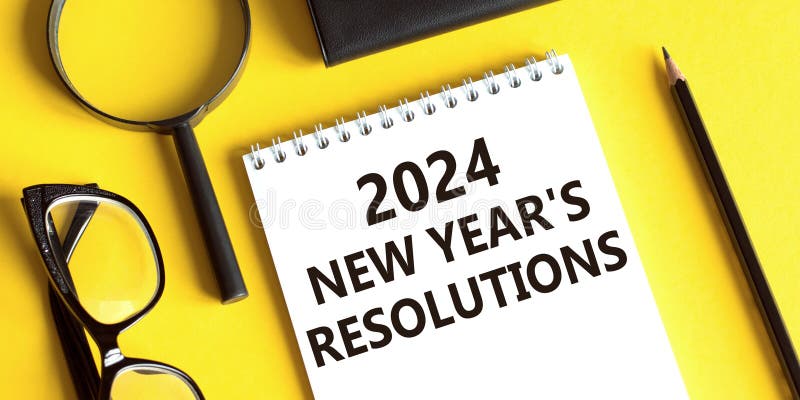 New Year Resolutions 2024 on Paper Sticker in Woman Hand. Goals ...