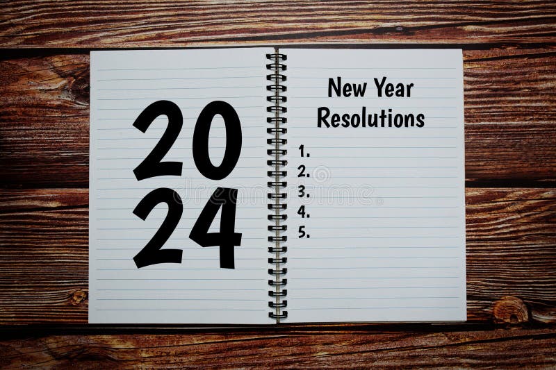 2024 New Year Resolutions Text Message Written on Wooden Background ...