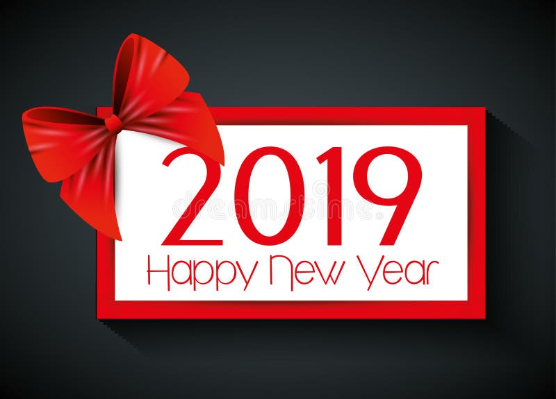 New 2019 Year with Ribbon Bow Stock Vector - Illustration of event ...