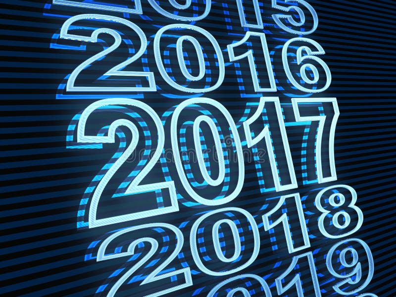 New Year Row Date 2017, Blue Light Stock Illustration - Illustration of ...