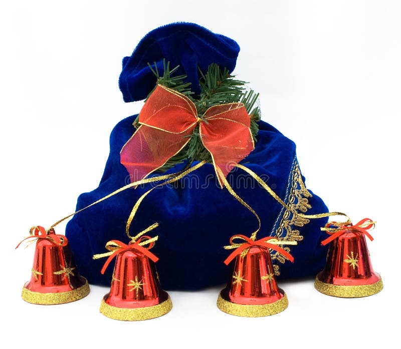 New Year S Bag Decorated with Red Hand Bells Stock Photo - Image of ...