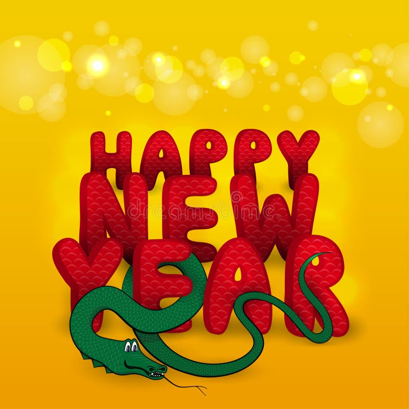 New Year s card with snake stock vector. Illustration of cartoon - 27388786