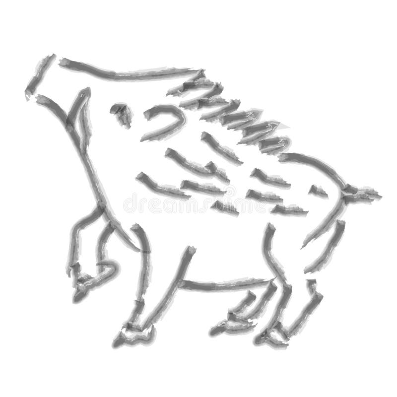 New Year`s Card of Wild Boar Stock Vector - Illustration of signs ...