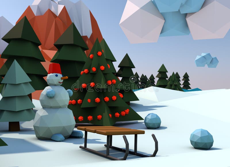 New Year S Composition in the Style of Low-poly Modeling. Exposition of ...