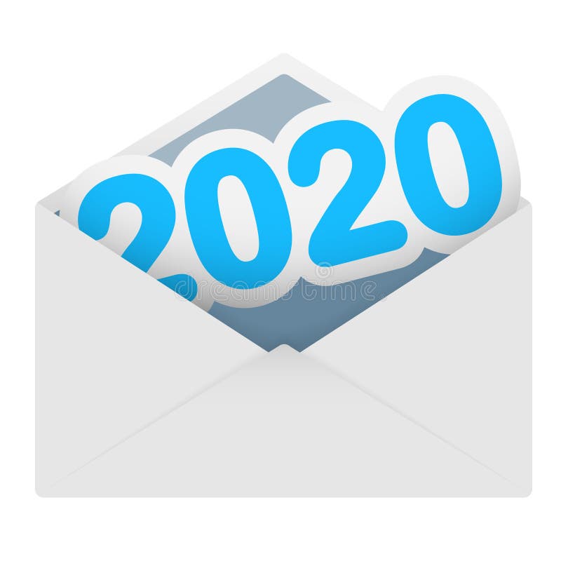 New Year`s Date 2020 by Message in a Mail Envelope Stock Vector ...