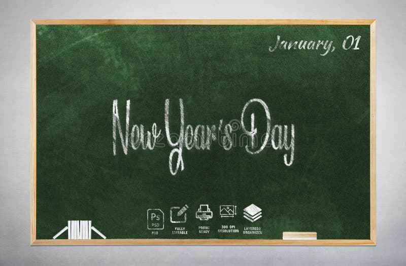 New Yearâ€™s Day, January 01 Editable Chalk Text Effect Stock Photo ...