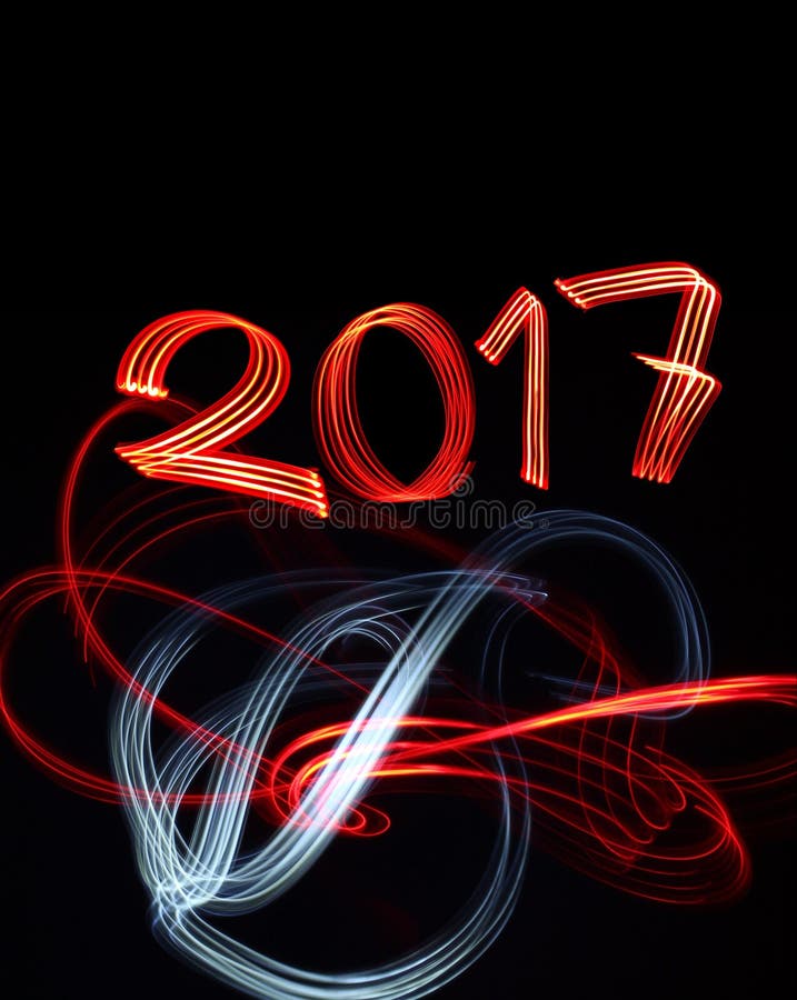 New Year`s Eve 2017 with Abstract Lights Stock Illustration ...