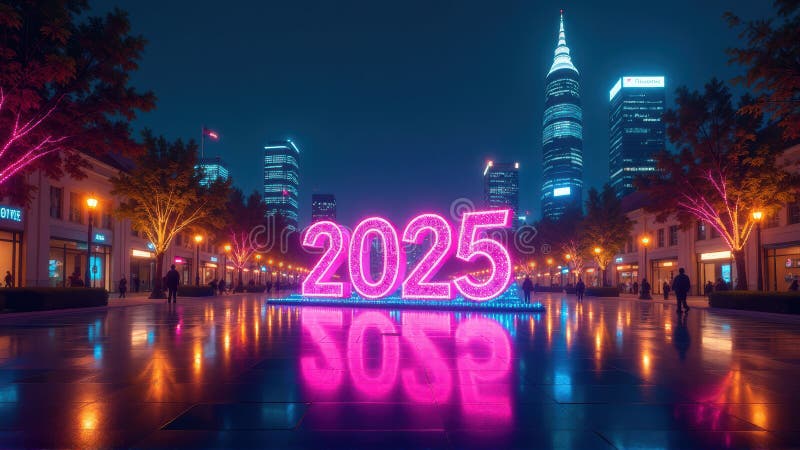 2025 New Year S Eve Celebration in the City Stock Illustration ...