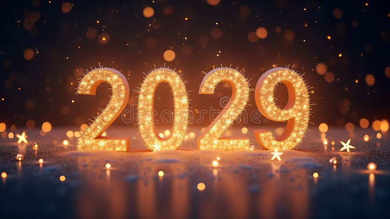 2029 New Year S Eve Celebration with Sparkling Lights. Concept of ...