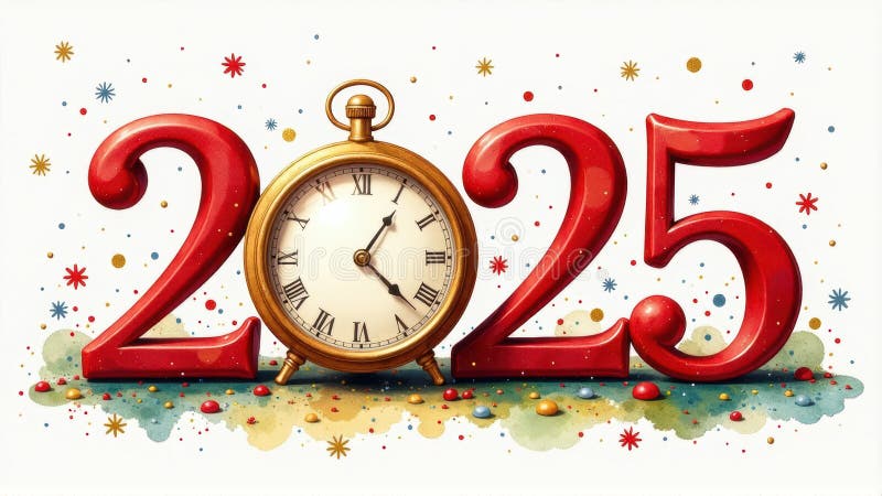 2025 New Year S Eve Countdown Clock Stock Illustration - Illustration ...