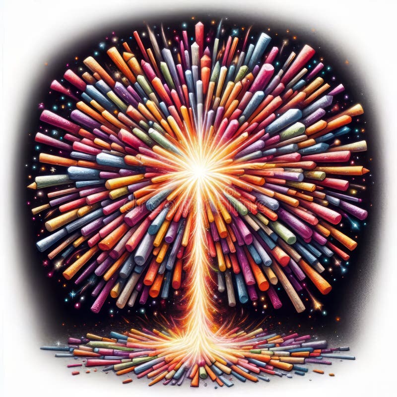 158 41. New Year S Eve Fireworks Chalk Piece Exploding Stock Photo ...
