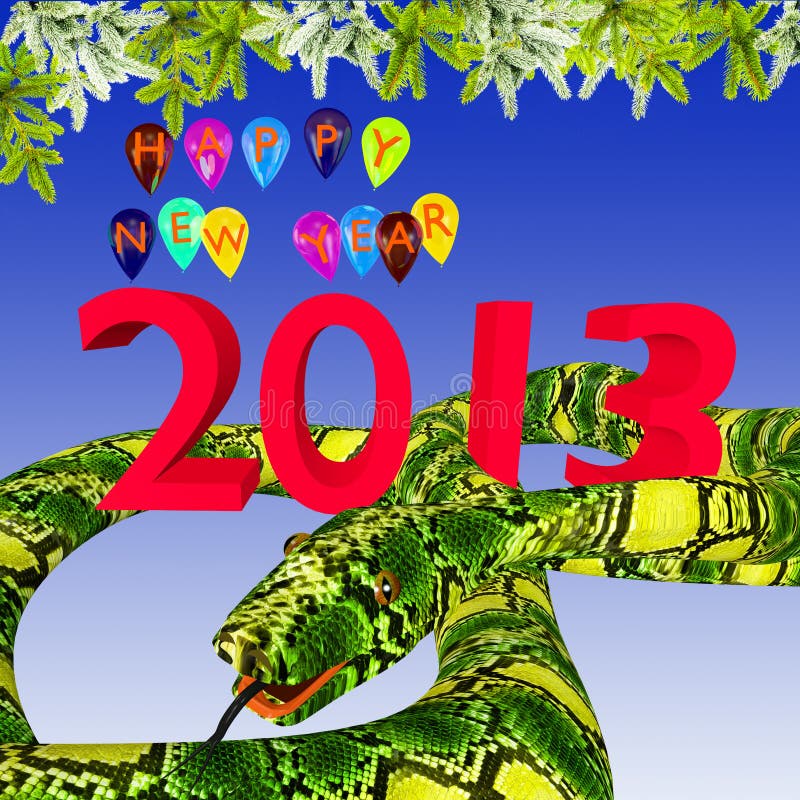 New Year S Festive Background with Snake Stock Illustration ...