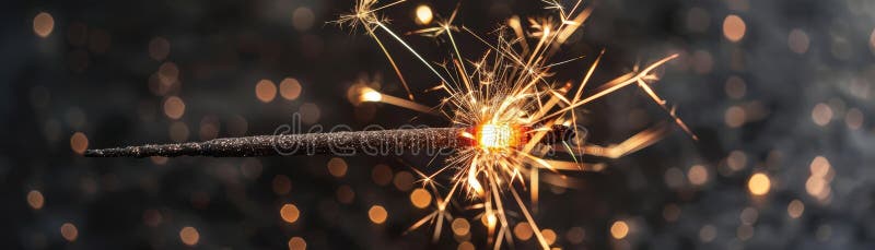 New Years Firework Single Spark Against Night Sky Stock Illustration ...