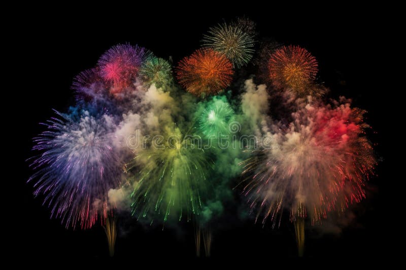 New Year S Fireworks of Different Colors Stock Photo - Image of motion ...